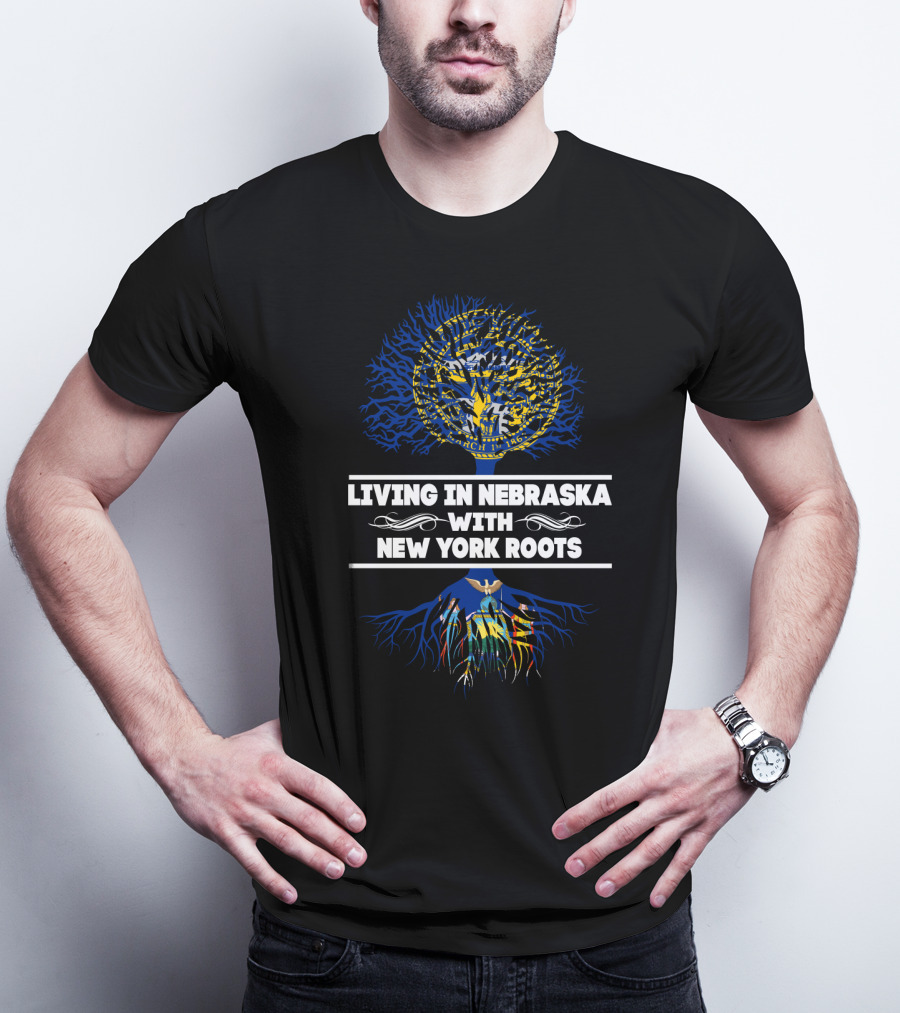 Nebraska Living With New York Roots State Pride Tree T-Shirt