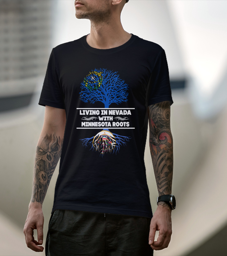 Nevada Residency With Deep Minnesota Heritage Showcased In Tree And Roots T-Shirt