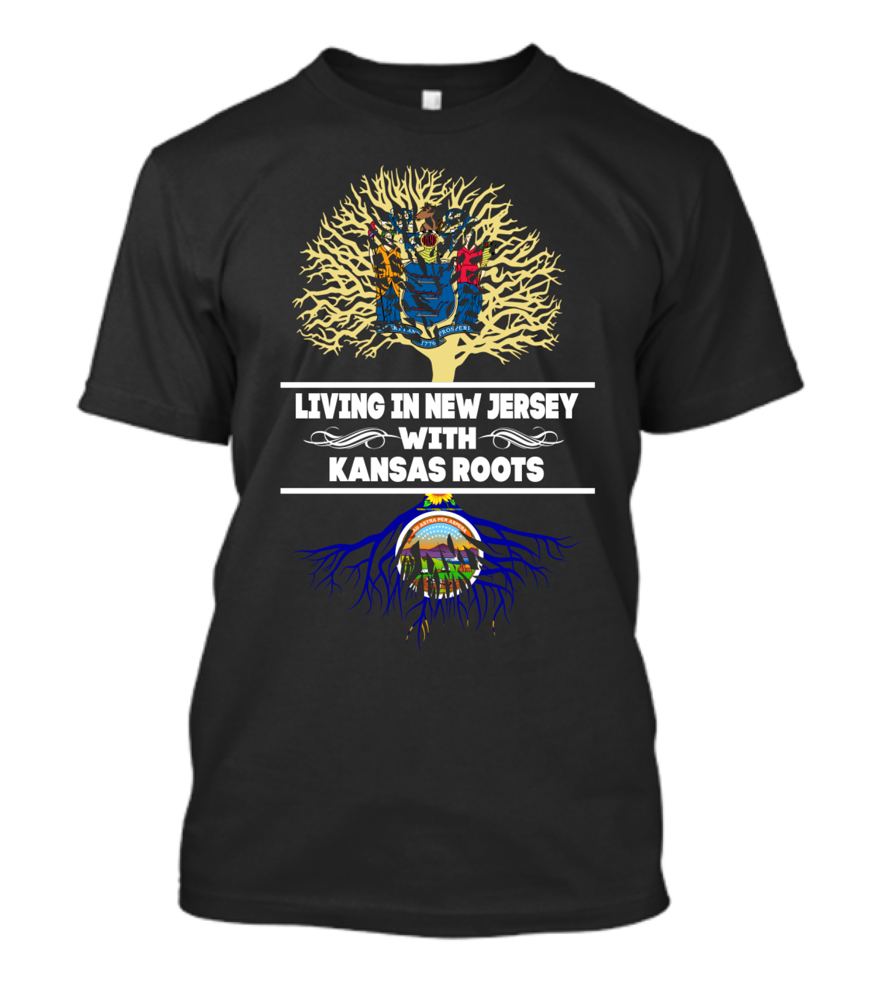 New Jersey Tree With Kansas Roots Symbolizing State Pride And Heritage T-Shirt