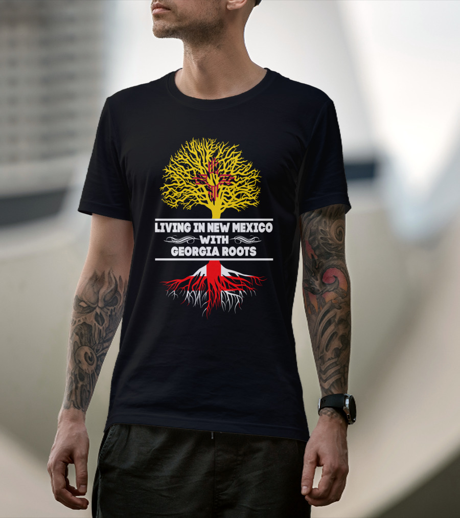 Living In New Mexico With Georgia Roots Zia Symbol Tree T-Shirt