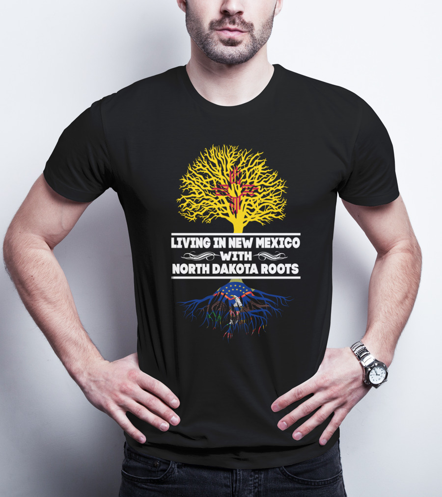 New Mexico Living With North Dakota Roots Featuring State Symbols And Heritage Connection T-Shirt
