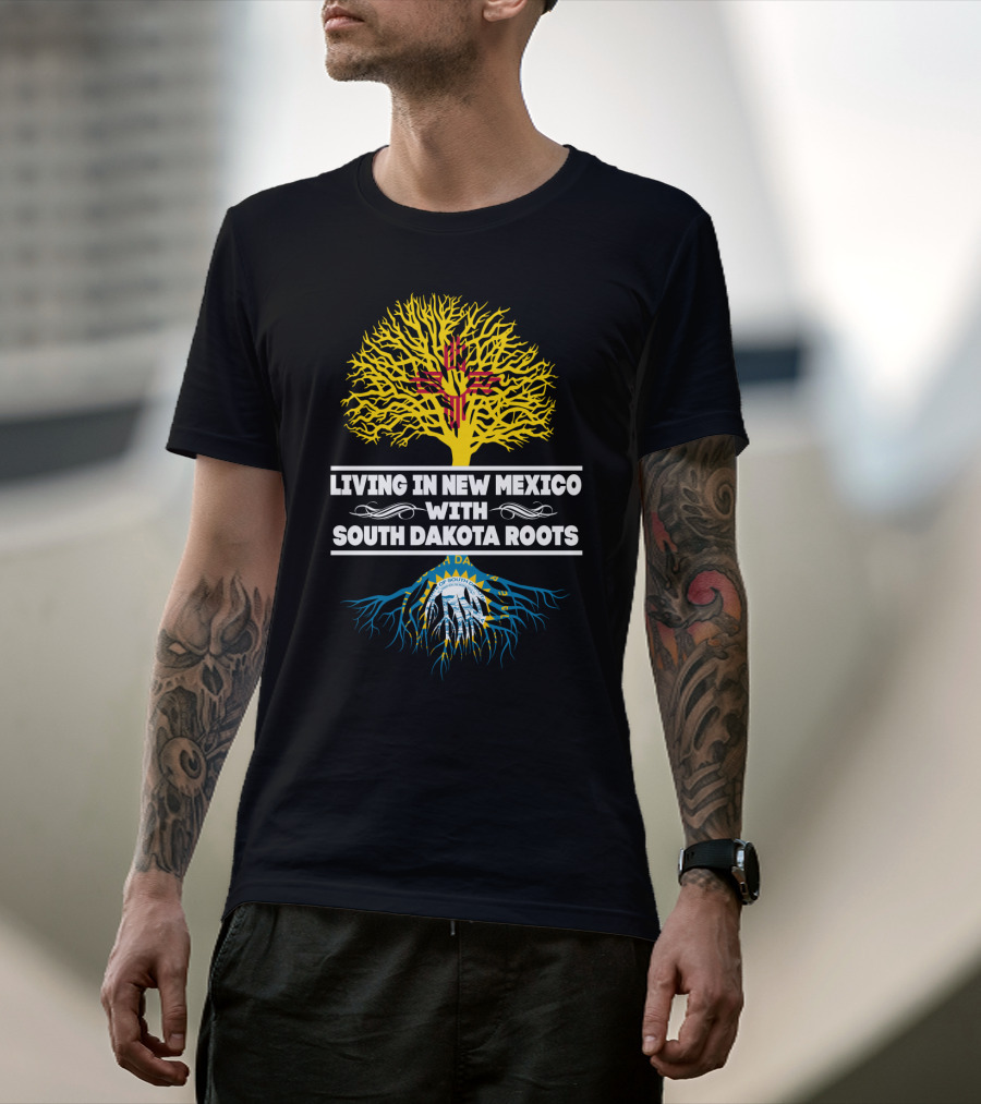 Living In New Mexico With South Dakota Roots Zia Symbol And State Seal Tree T-Shirt