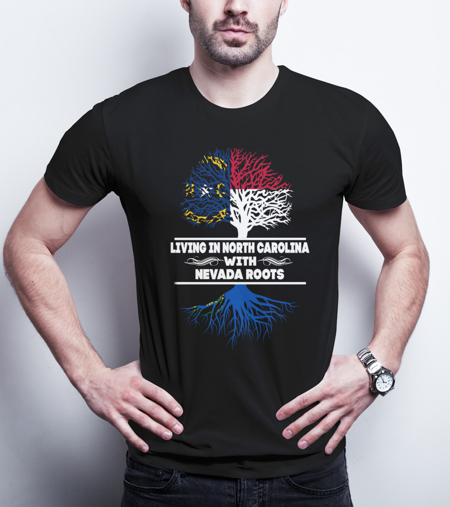 Living In North Carolina Tree Design Featuring Nevada Roots T-Shirt