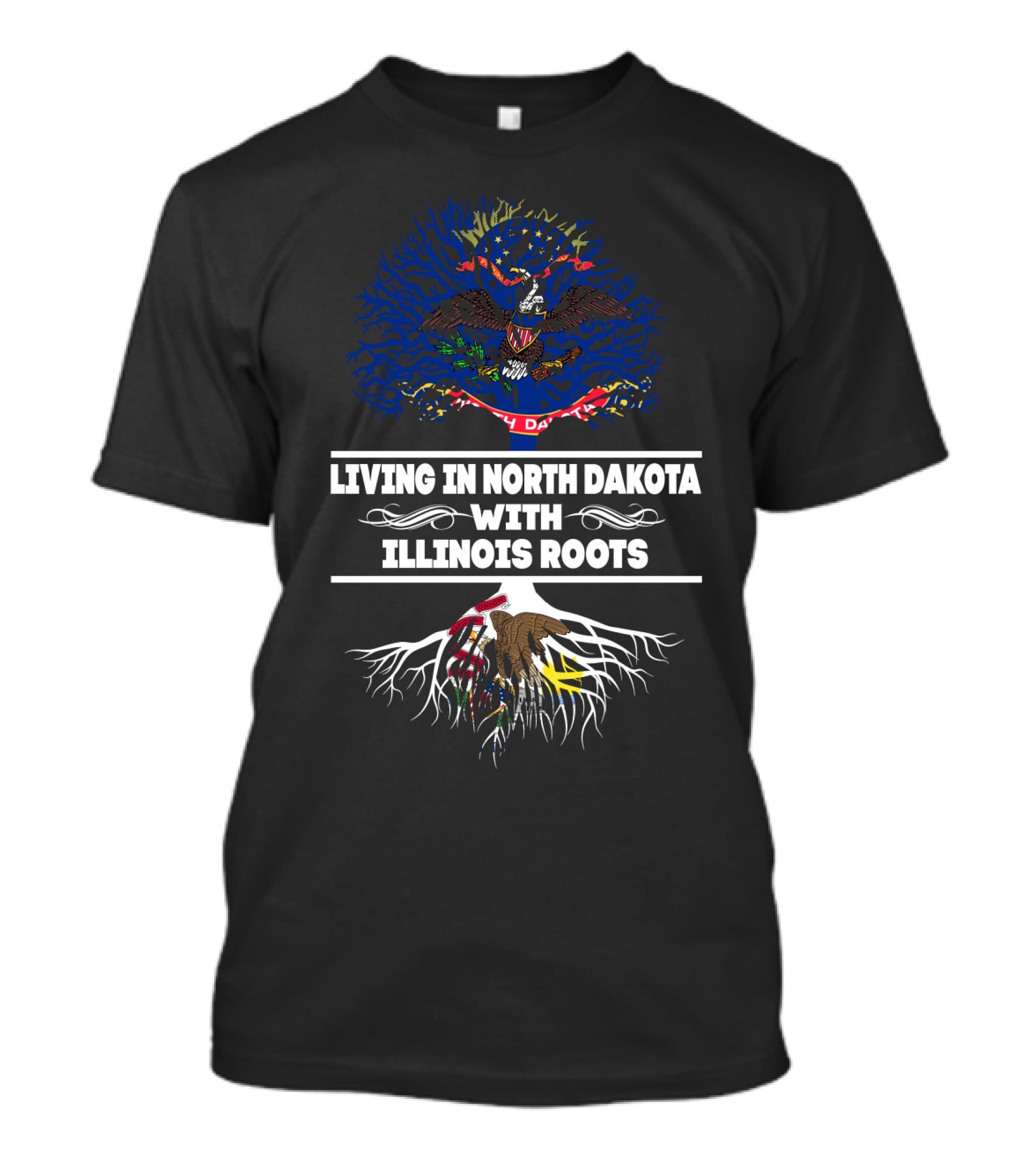 North Dakota Living Illinois Roots State Pride Heritage Tree T-Shirt