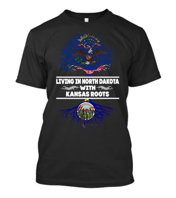 North Dakota Living With Kansas Roots And State Emblems T-Shirt