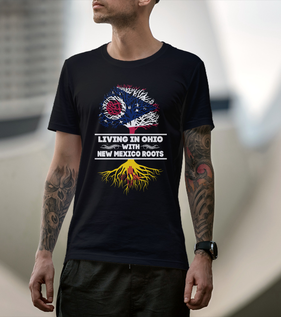 Living In Ohio With New Mexico Roots Flag-Inspired Tree T-Shirt