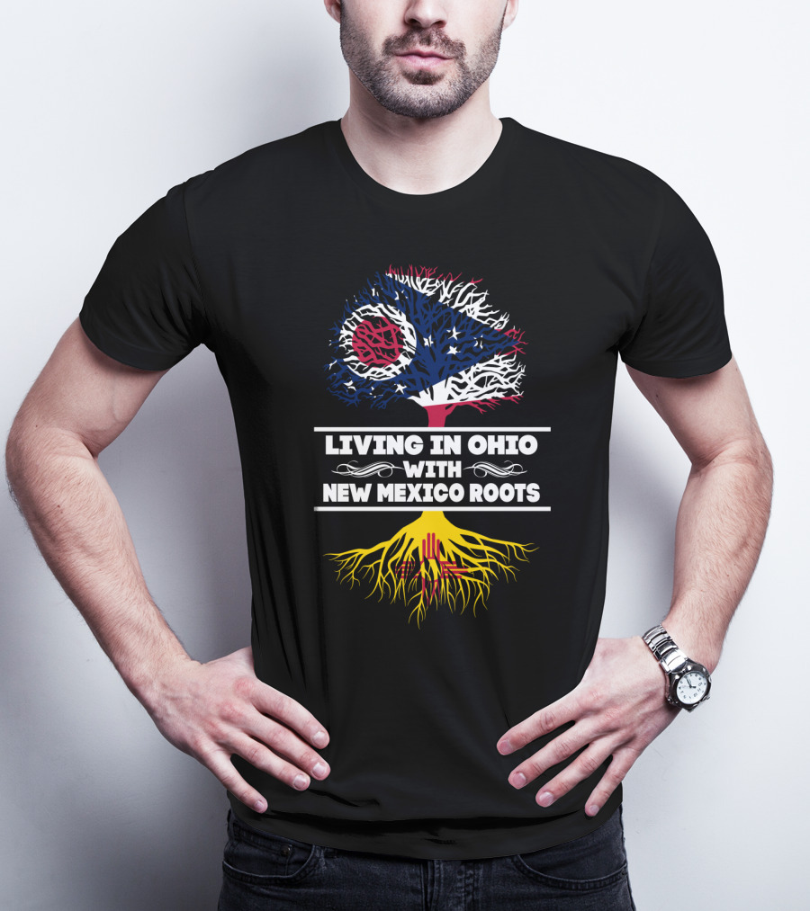 Living In Ohio With New Mexico Roots Flag-Inspired Tree T-Shirt
