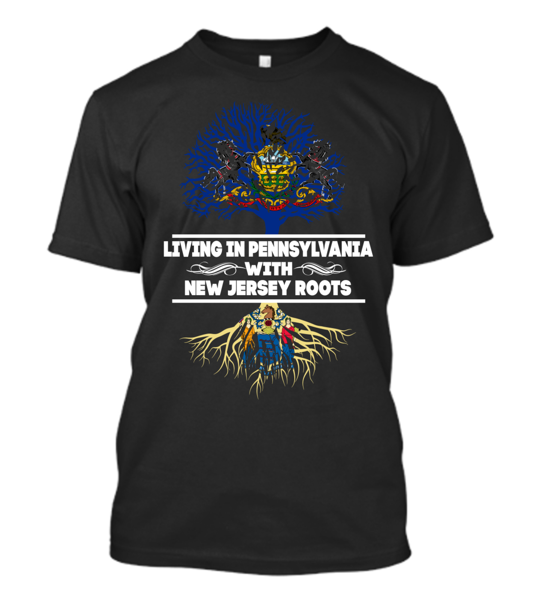 Pennsylvania Life Embracing New Jersey Heritage With State Coat Of Arms Tree T-Shirt