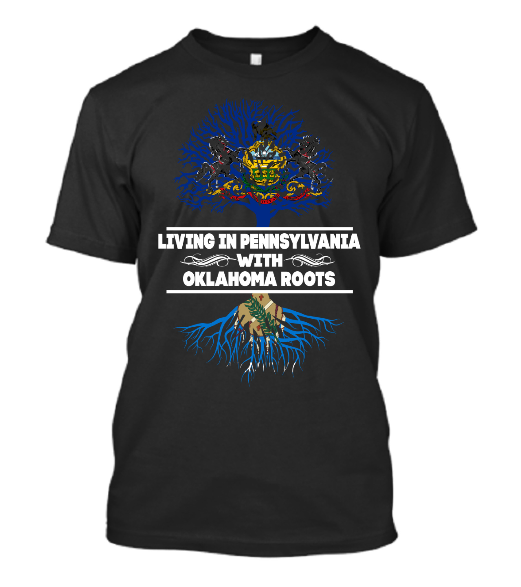 Pennsylvania Heritage And Oklahoma Ancestry With Symbolic Tree T-Shirt