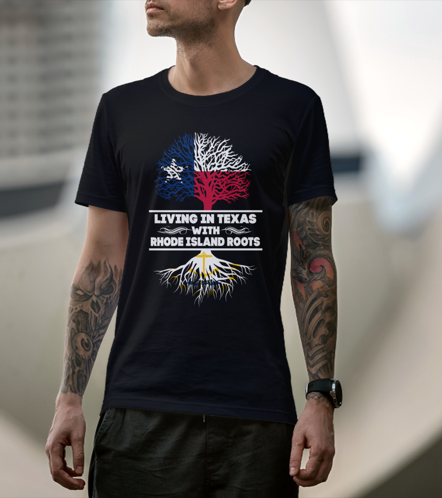 Texas And Rhode Island Heritage: Lone Star And Ocean State Tree Roots T-Shirt