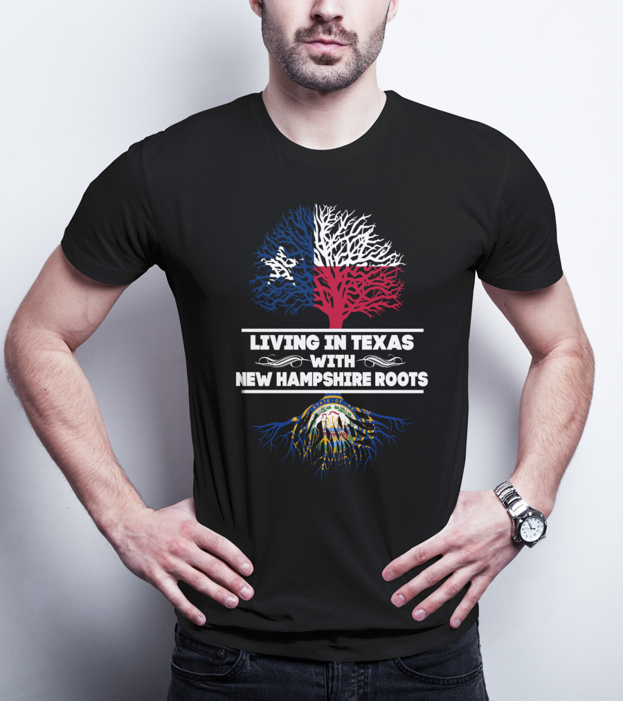 Texas Heritage Meets New Hampshire Ancestry With Flag-Inspired Roots And Lone Star Symbolism T-Shirt