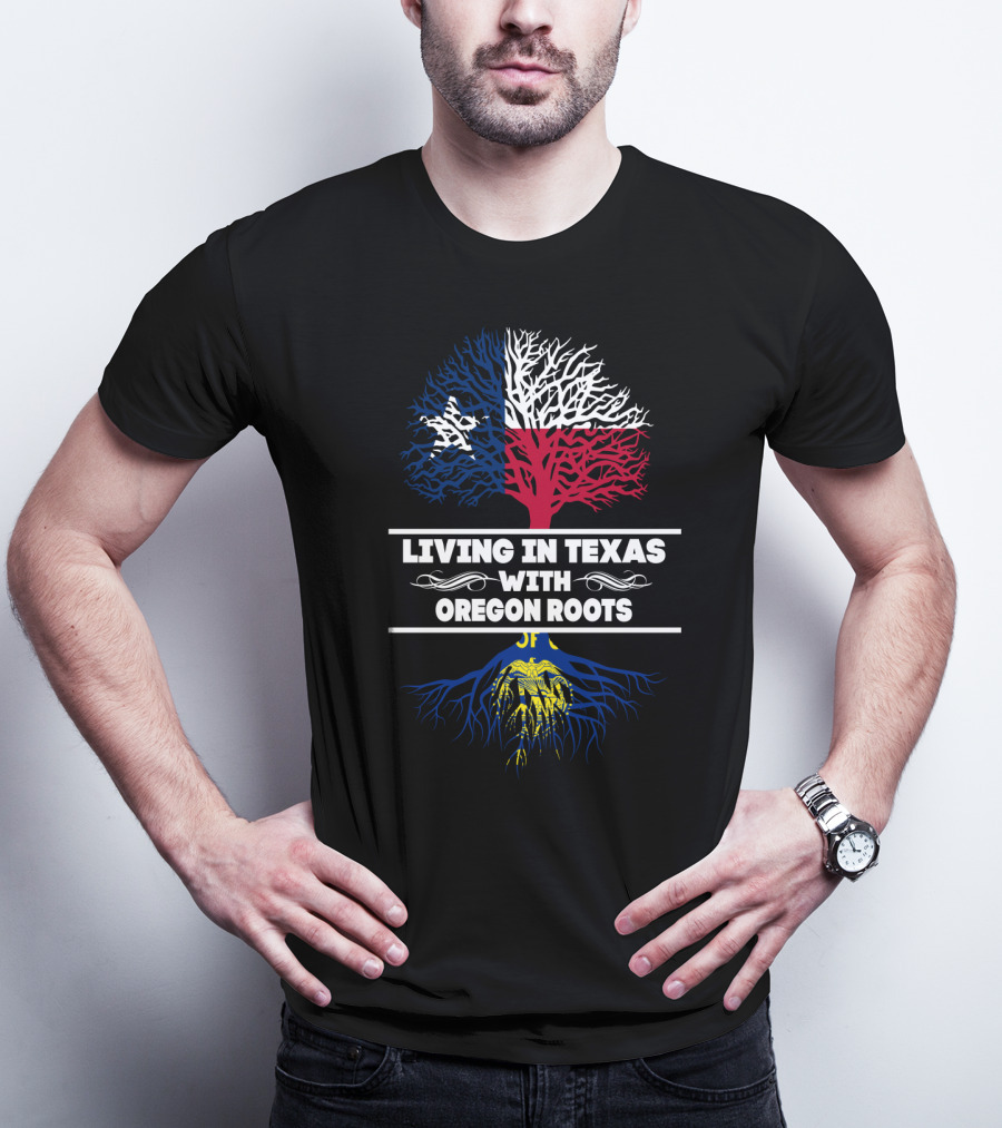 Texas Pride With Oregon Heritage: Celebrating Dual State Roots With Iconic Tree Symbolism T-Shirt