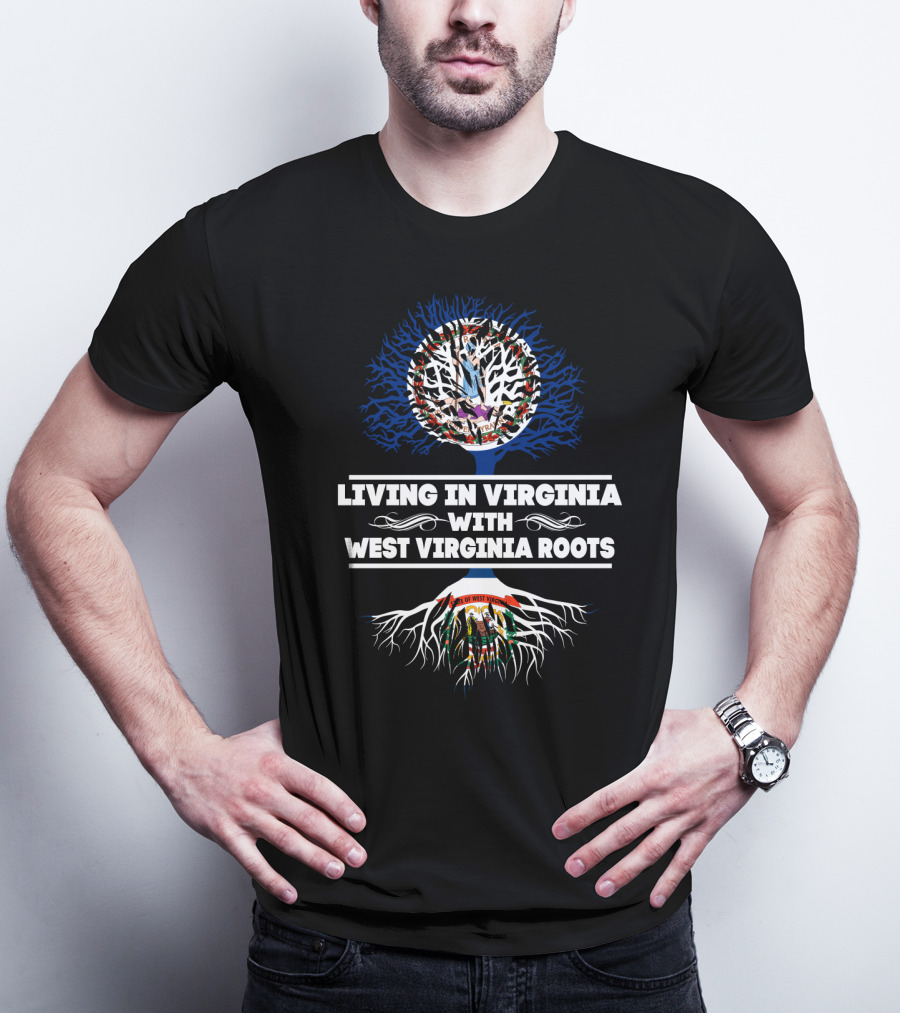 Living In Virginia Pride With Deep West Virginia Roots Featuring State Symbols T-Shirt