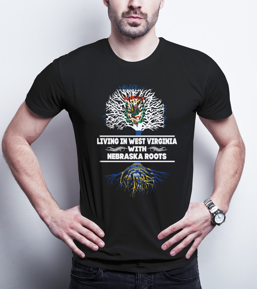 Living In West Virginia With Nebraska Roots State Seals Tree T-Shirt