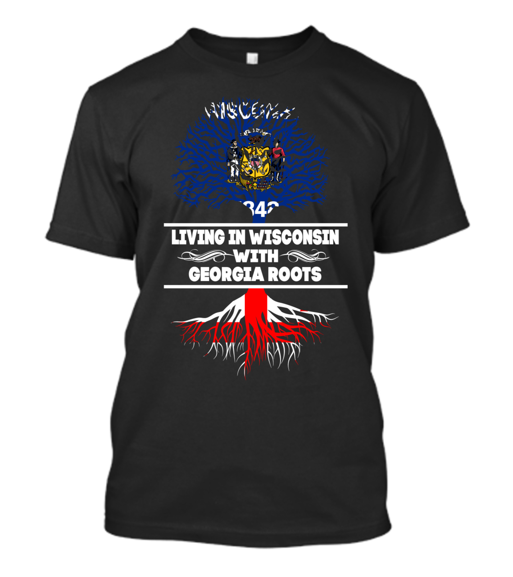 Wisconsin Pride Blending With Deep Georgia Roots And Blue Tree Symbolism T-Shirt