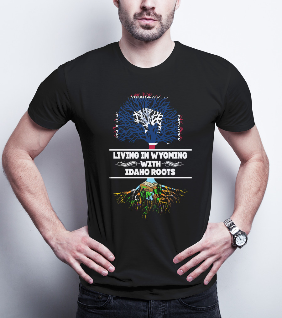 Wyoming Living Idaho Roots Tree Design With State Flags Symbolism T-Shirt