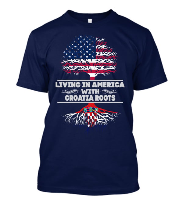 Living IN America With Croatia Roots USA Flag Tree T-Shirt