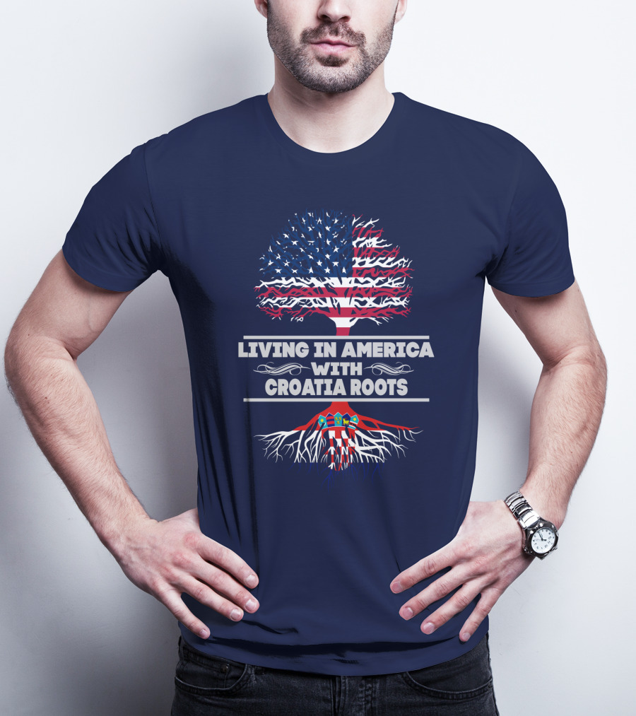 Living IN America With Croatia Roots USA Flag Tree T-Shirt