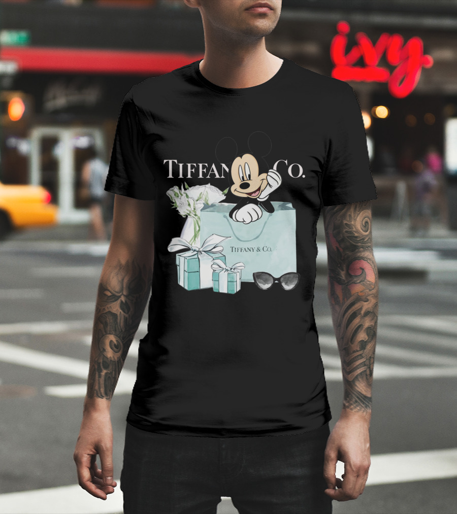 Tiffany And Co Mickey Mouse With Gift Boxes And Flowers T-Shirt