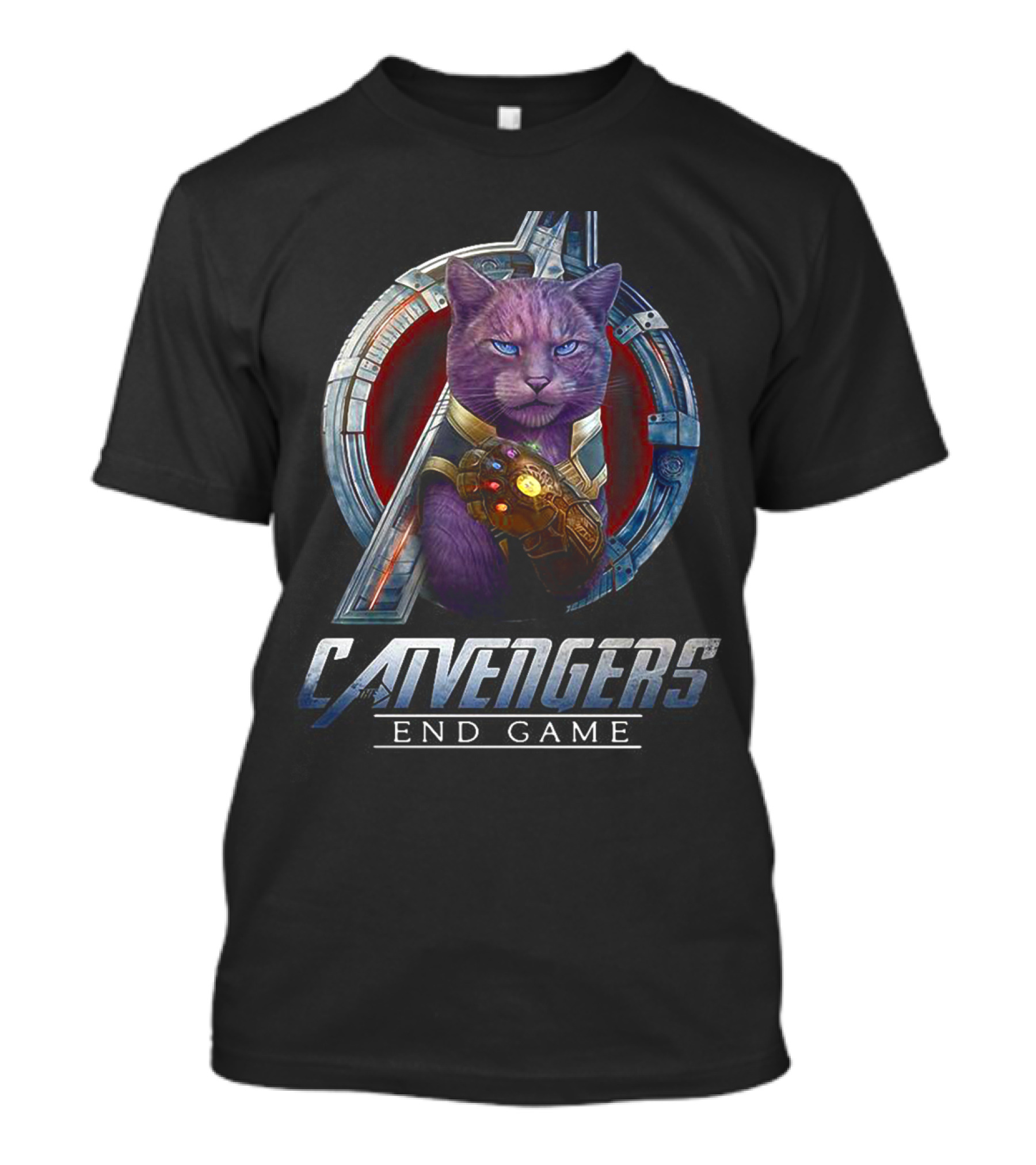 Catvengers End Game Infinity Gauntlet Purple Cat Avengers Iconic T-Shirt