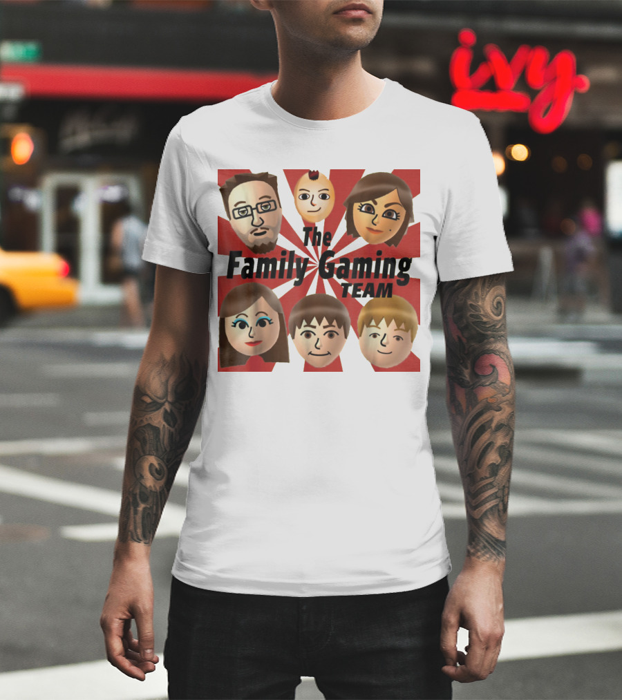 Family Gaming Team Characters With Text Burst T-Shirt
