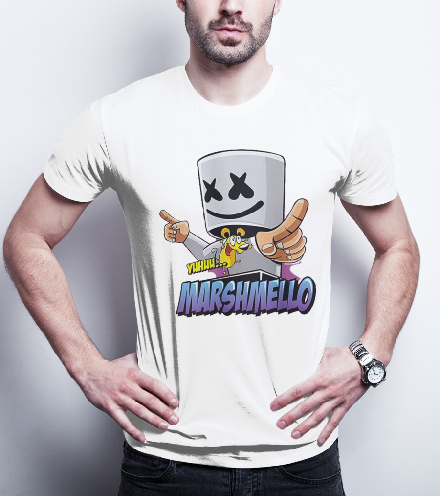 Marshmello Yuhuuu Cartoon Styled Short Sleeve T-Shirt
