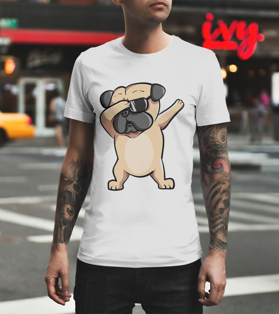 Cool Dabbing Pug With Sunglasses Cute Funny Dog Dab AZP T-Shirt