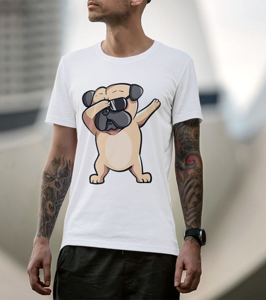 Cool Dabbing Pug With Sunglasses Cute Funny Dog Dab AZP T-Shirt