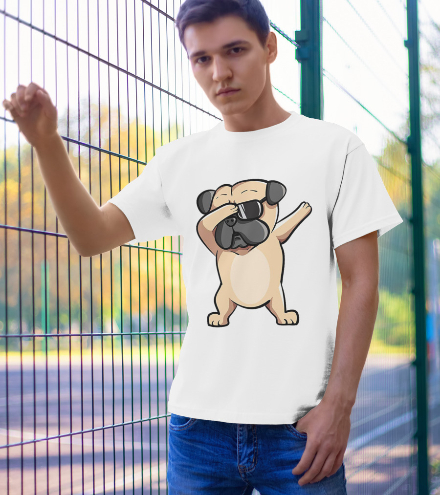 Cool Dabbing Pug With Sunglasses Cute Funny Dog Dab AZP T-Shirt