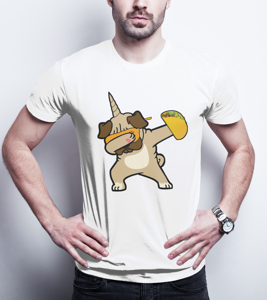 Dabbing Pugicorn With Taco Mexican Style Fun T-Shirt