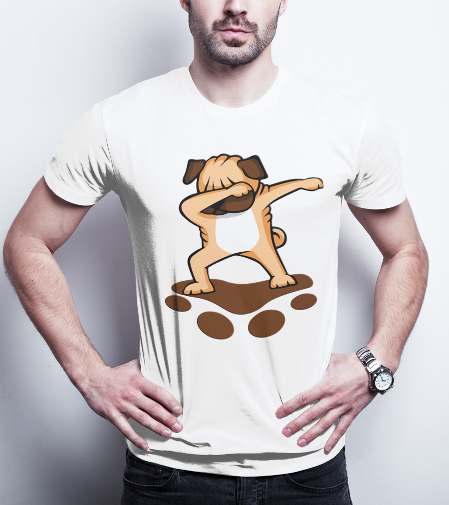 Dabbing Pug Dog With Paw Prints Funny Pug Owner T-Shirt