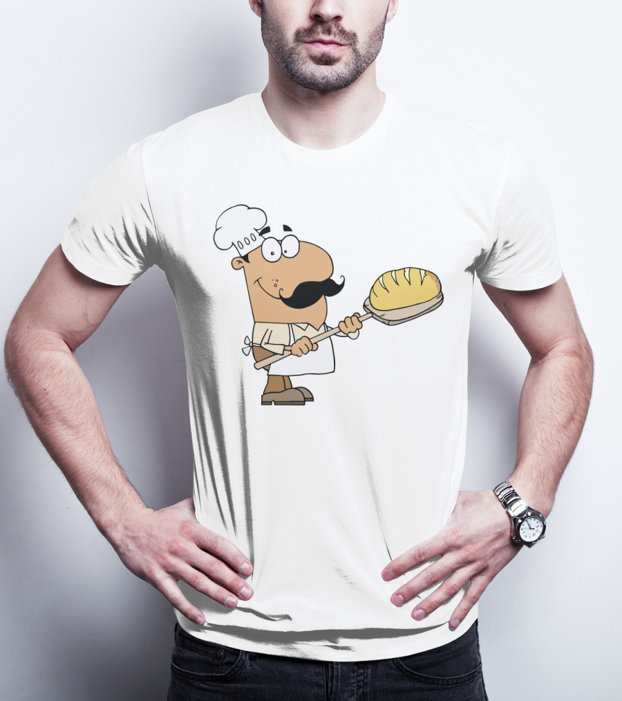 Hispanic Cartoon Bread Maker Man With Chef Hat And Loaf On Paddle T-Shirt