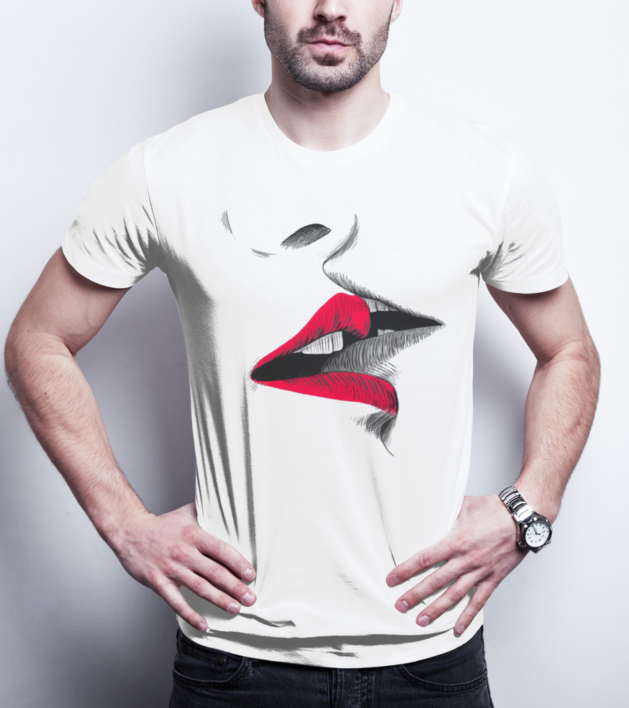Good Morning I Love You Cool Red Lips T-Shirt