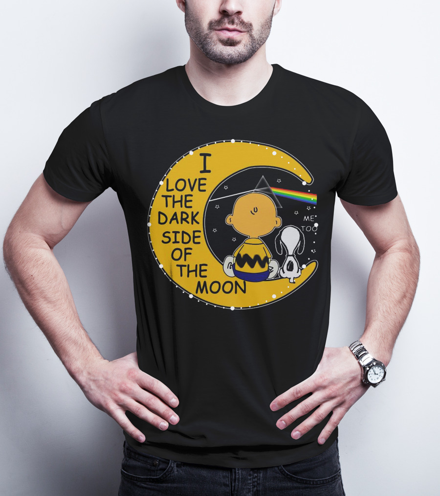 I Love The Dark Side Of The Moon Charlie Brown Snoopy Rainbow Prism Moon T-Shirt