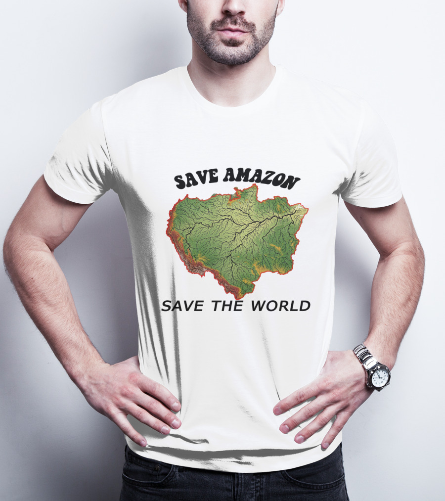 Save Amazon Save The World Map T-Shirt