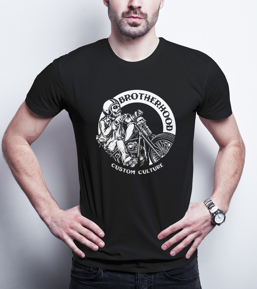 Brotherhood Skull Biker Chopper Custom Culture T-Shirt