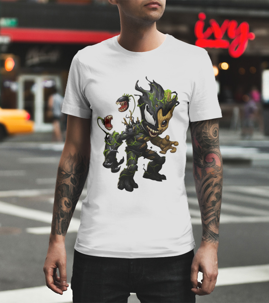 Baby Groot Venom Mashup Character Fusion T-Shirt