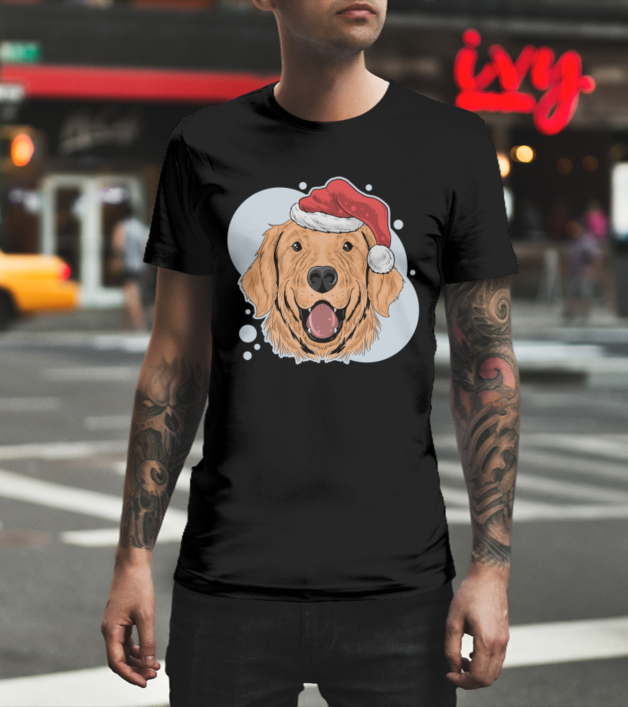 Christmas Dog Santa Claus Hat T-Shirt