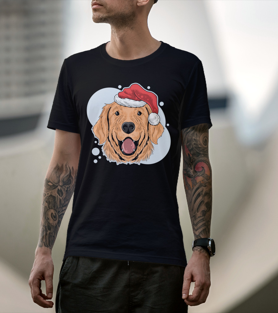 Christmas Dog Santa Claus Hat T-Shirt