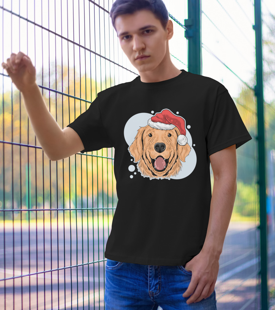 Christmas Dog Santa Claus Hat T-Shirt