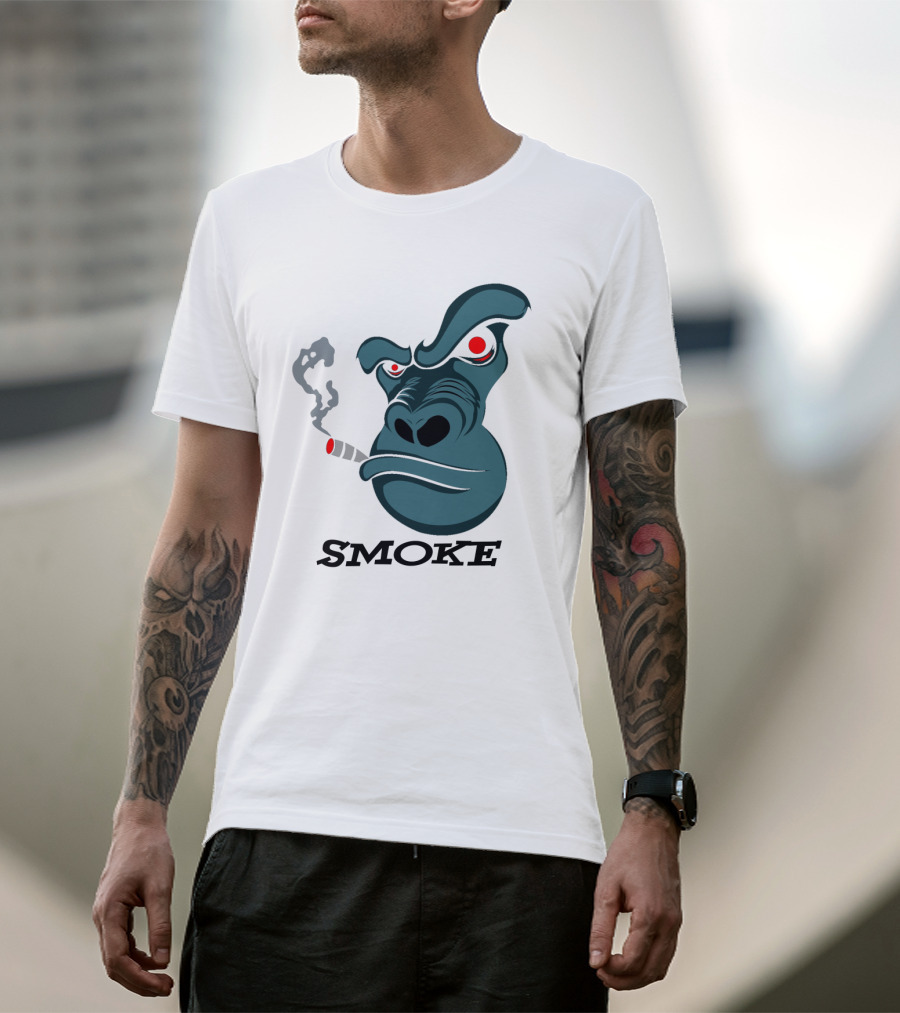 Smoke Kong Smoking Gorilla Icon With Angry Red Eyes T-Shirt