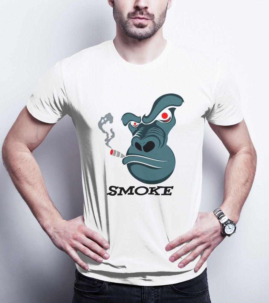 Smoke Kong Smoking Gorilla Icon With Angry Red Eyes T-Shirt