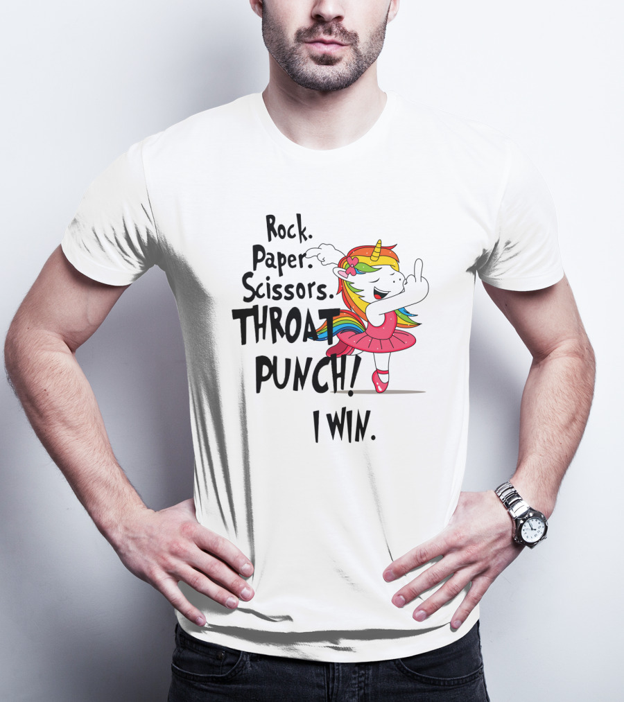 Unicorn Ballet Rock Paper Scissors Throat Punch I Win T-Shirt