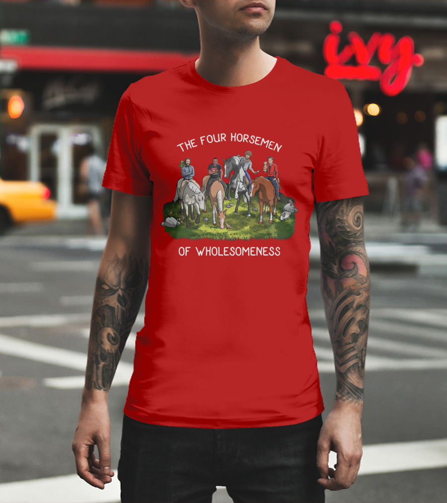 The Four Horsemen Holding Cats And Dogs Of Wholesomeness T-Shirt