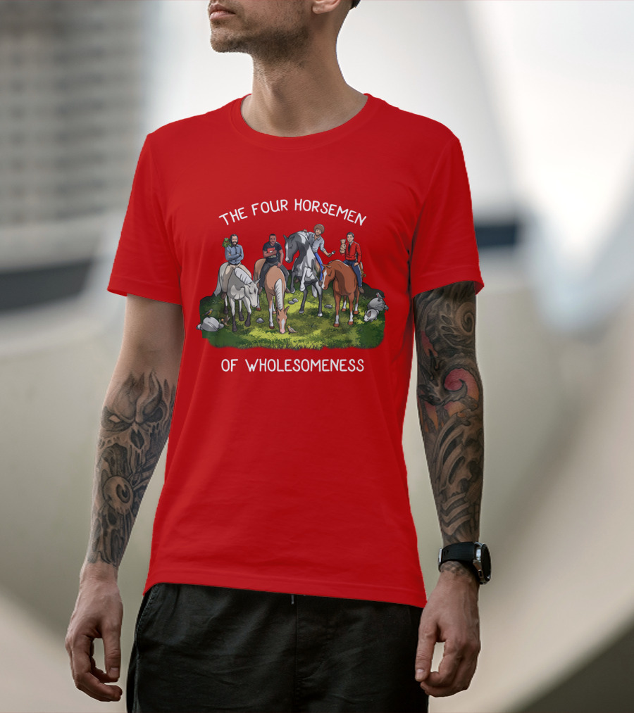 The Four Horsemen Holding Cats And Dogs Of Wholesomeness T-Shirt
