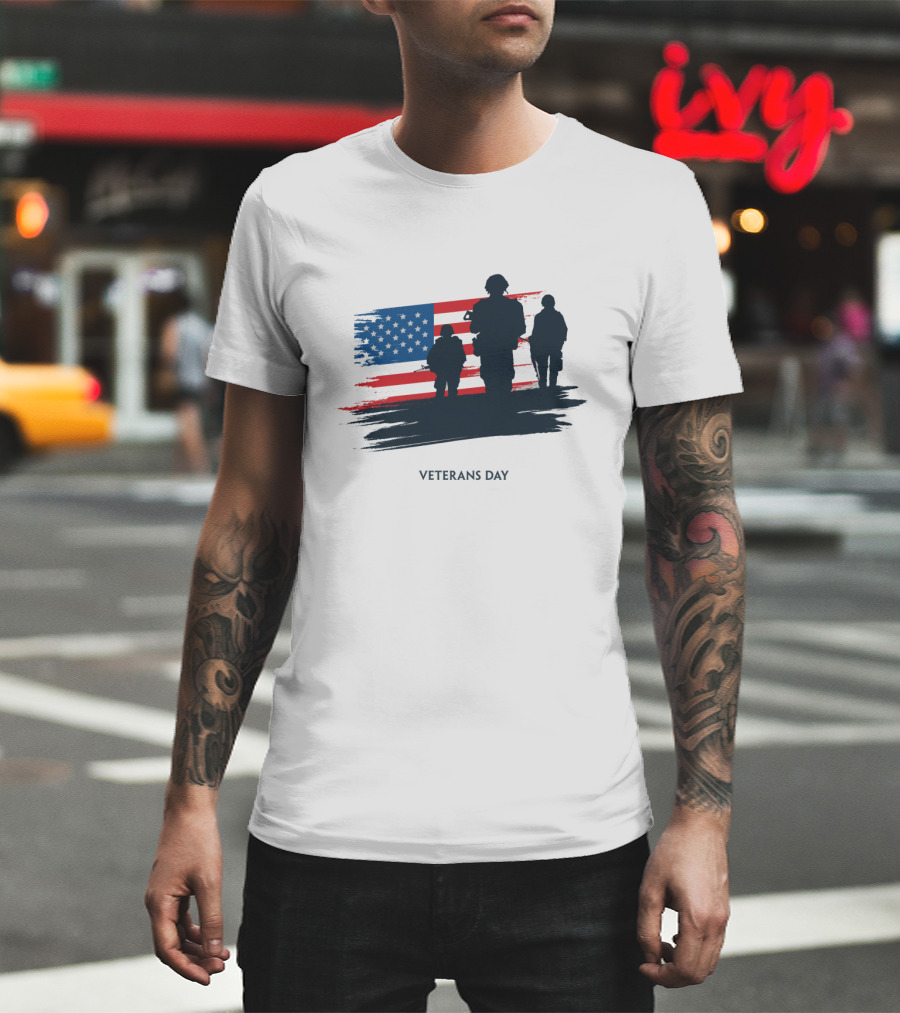Veterans Day USA Flag With Soldier T-Shirt