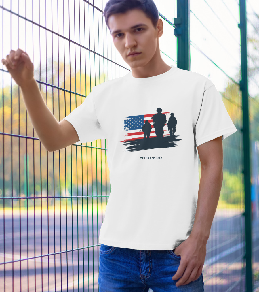 Veterans Day USA Flag With Soldier T-Shirt