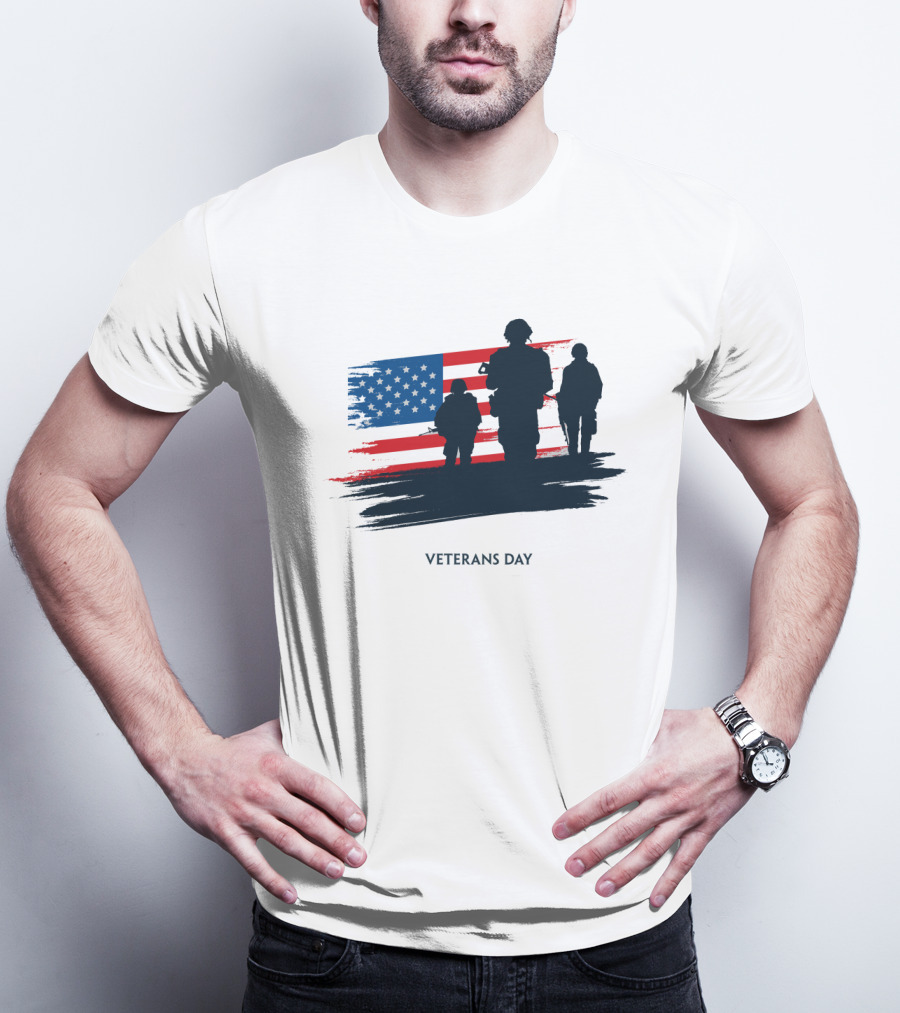 Veterans Day USA Flag With Soldier T-Shirt