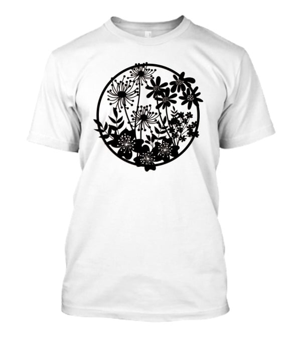 Flower Fresh Three Dimensional Silhouette Blossom Mandala T-Shirt