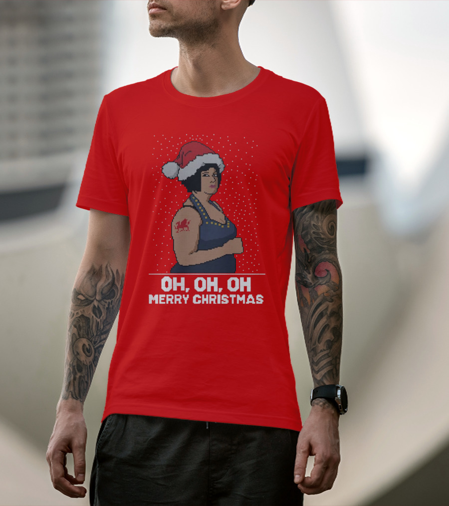 Oh Oh Oh Merry Christmas Santa Hat Tattoo T-Shirt